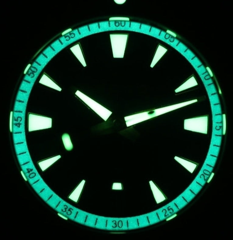 DIFICIANO Barracuda Brushed Blue Bronze Lumed chapter ring 300m Dive W ...